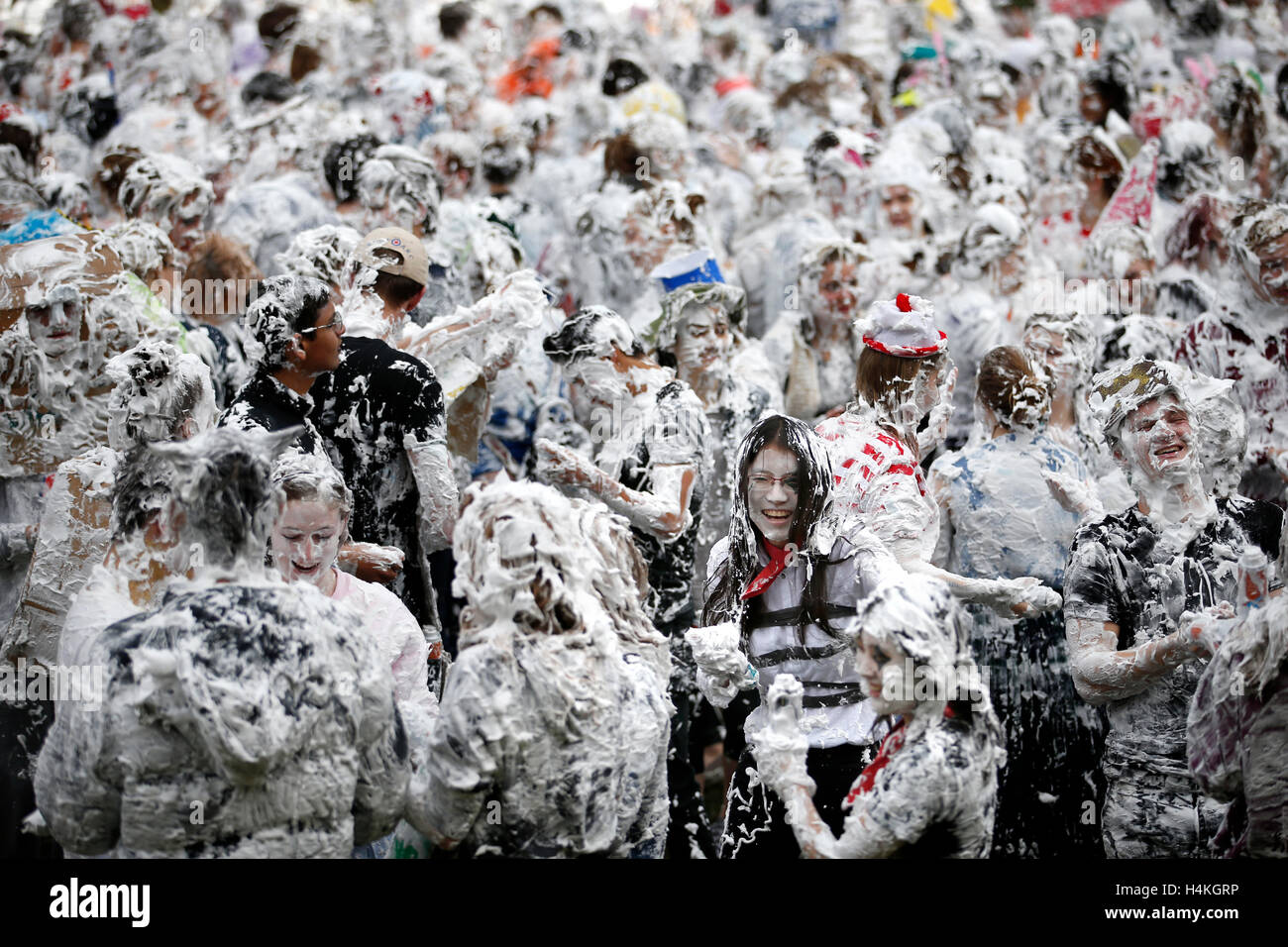 St Andrews University students take part in a foam fight known as ...