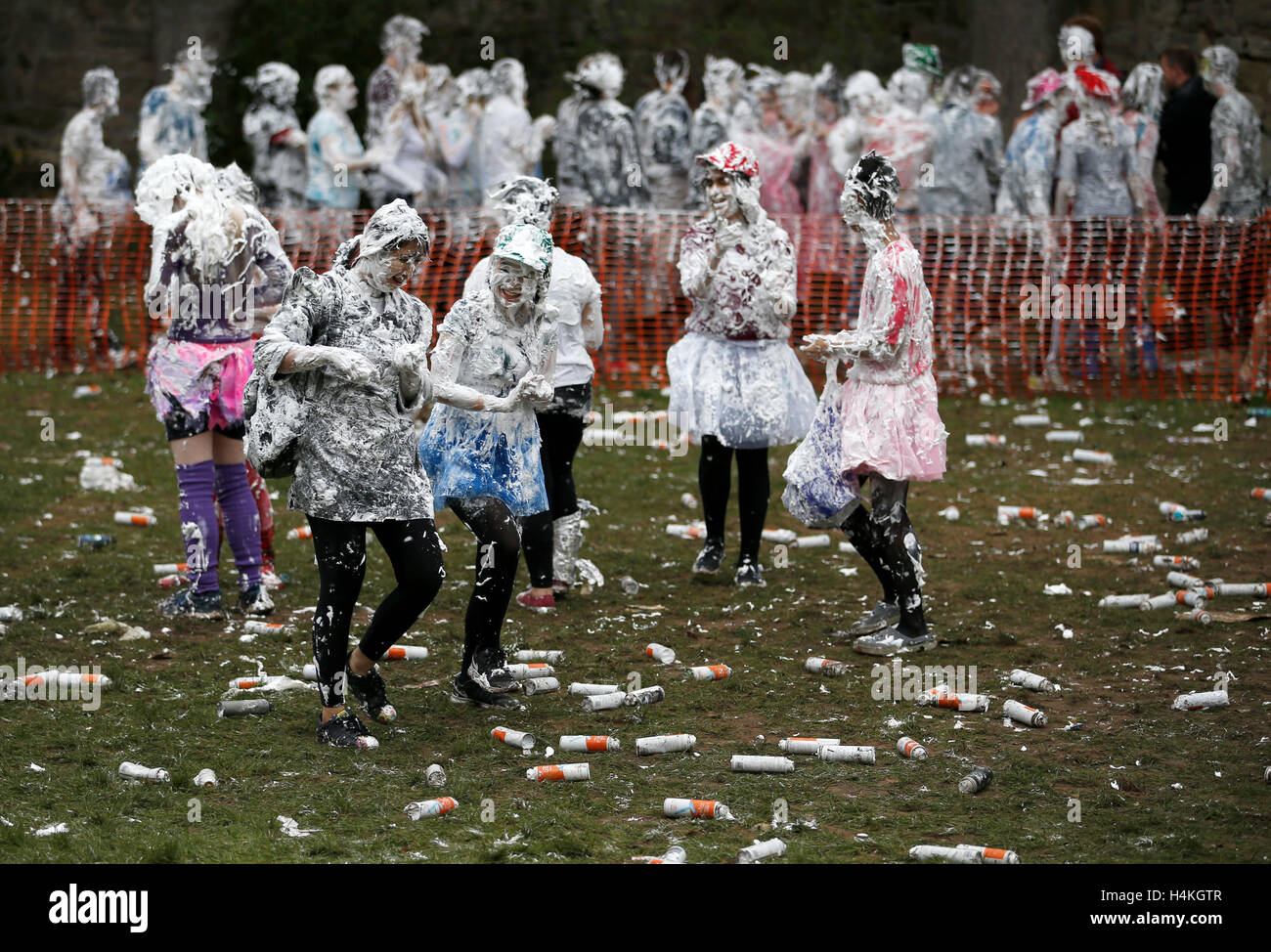 St Andrews University students take part in a foam fight known as ...