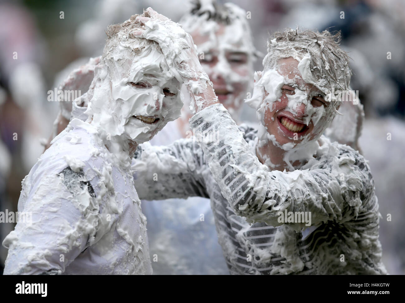 St Andrews University students take part in a foam fight known as ...
