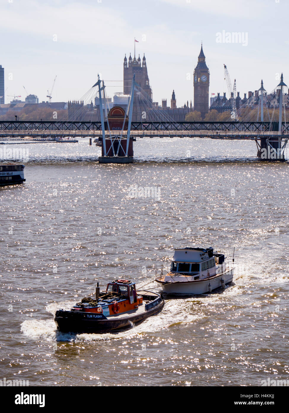 UK, england, London, Big Ben with Hungerford Bridge Stock Photo - Alamy