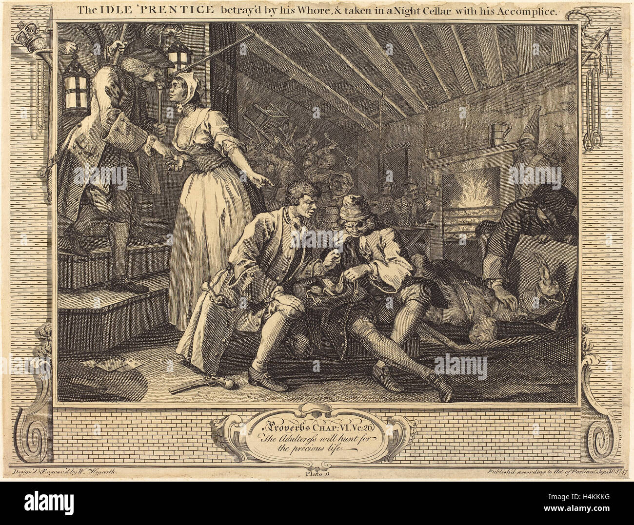 William Hogarth (English, 1697 - 1764), The Idle 'Prentice betray'd by ...