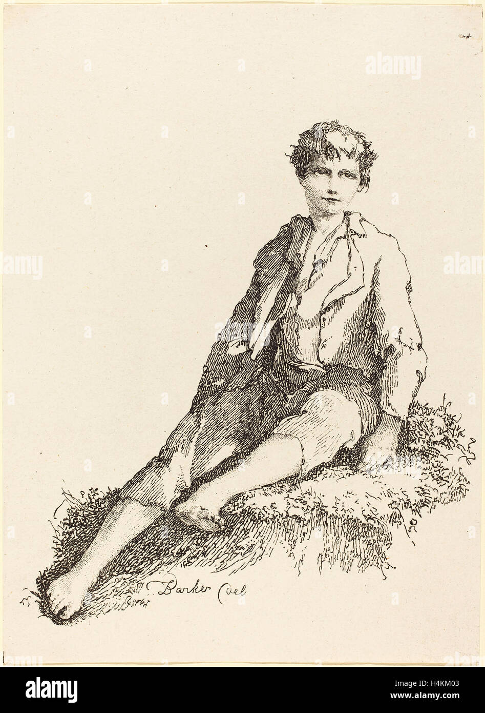 Thomas Barker (British, 1769 - 1847), Young Boy Seated, 1803, pen-and ...