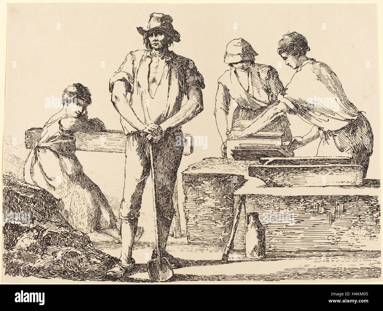 Thomas Barker (British, 1769 - 1847), Tilemakers, 1803, pen-and-tusche ...