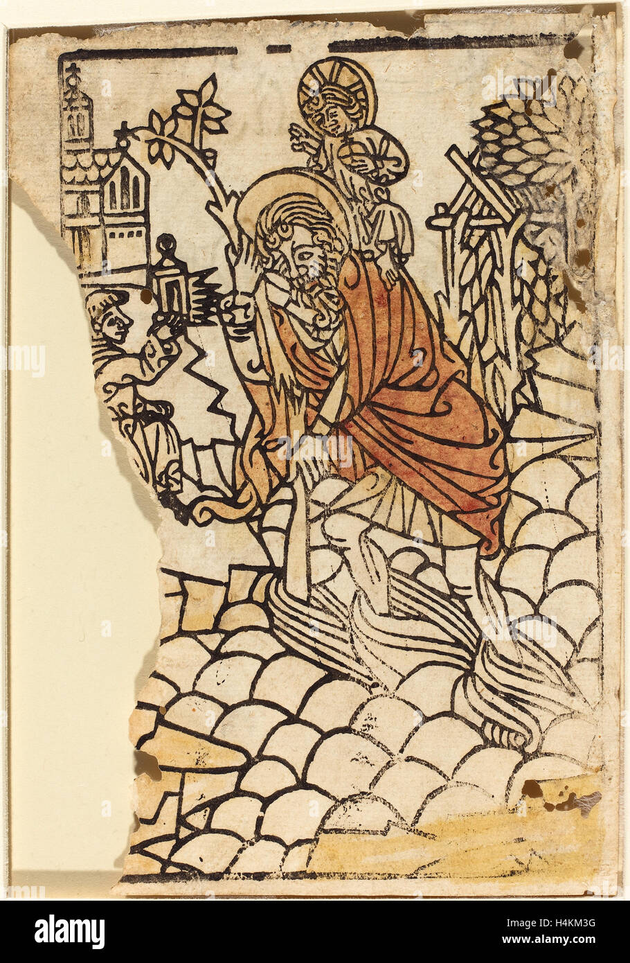 French 15th Century, Saint Christopher [recto], c. 1450-1470, woodcut ...
