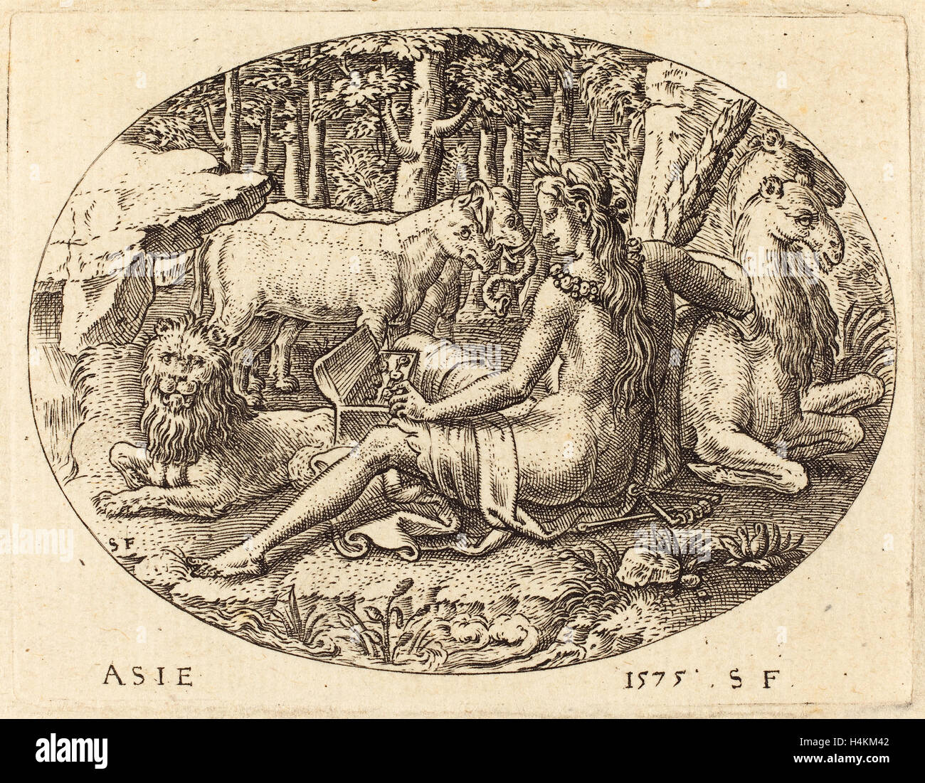 Etienne Delaune (French, 1518-1519 - 1583), Asia, 1575, engraving Stock ...