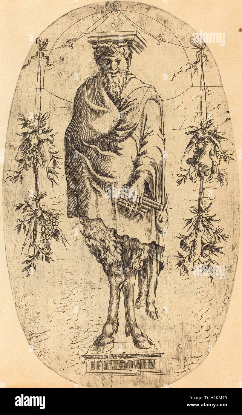 Jean Mignon (French, active 1543 - active c. 1545), Pan, etching Stock ...
