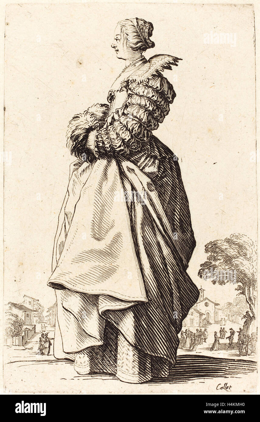 Jacques Callot (French, 1592 - 1635), Noble Woman in Profile with her ...
