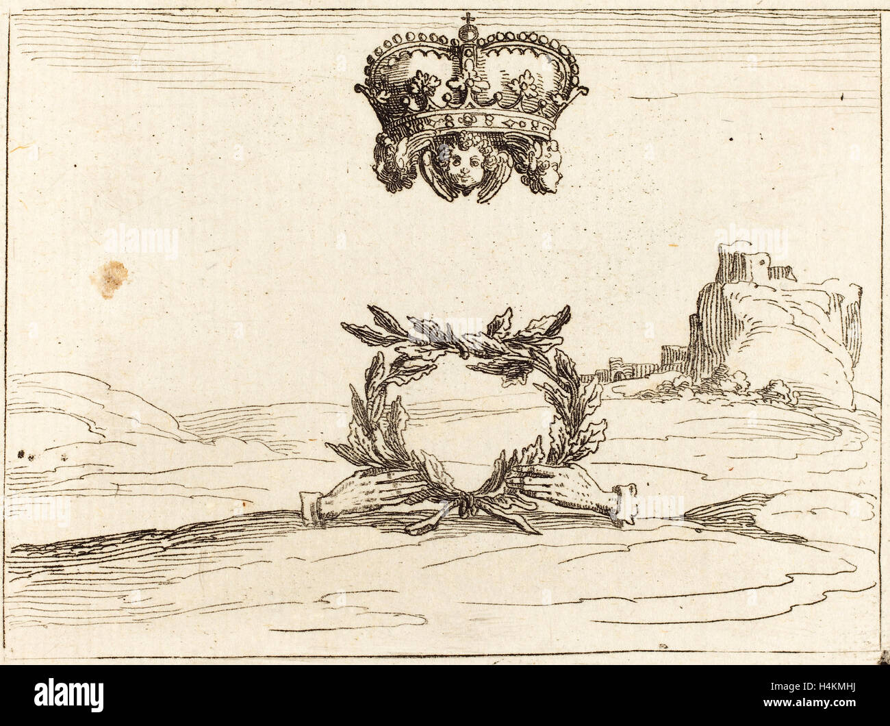 Jacques Callot (French, 1592 - 1635), The Two Crowns, etching Stock ...