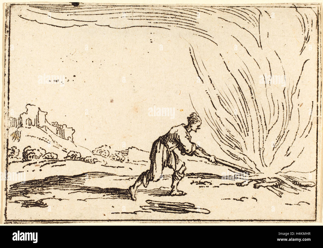 Jacques Callot (French, 1592 - 1635), Man Attending a Fire, etching ...