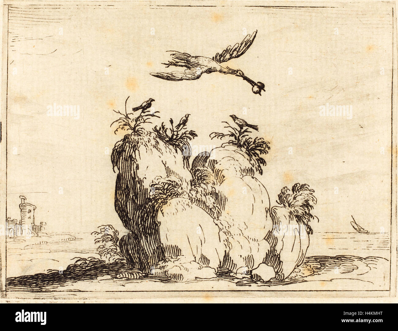 Jacques Callot (French, 1592 - 1635), Crane Flying, 1628, etching Stock ...