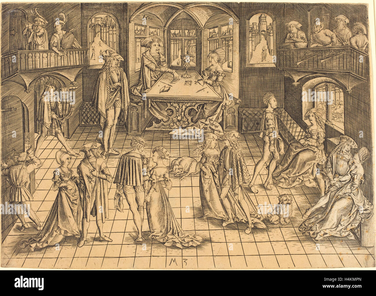 Master MZ (German, active c. 1500), The Ball, 1500, engraving Stock ...