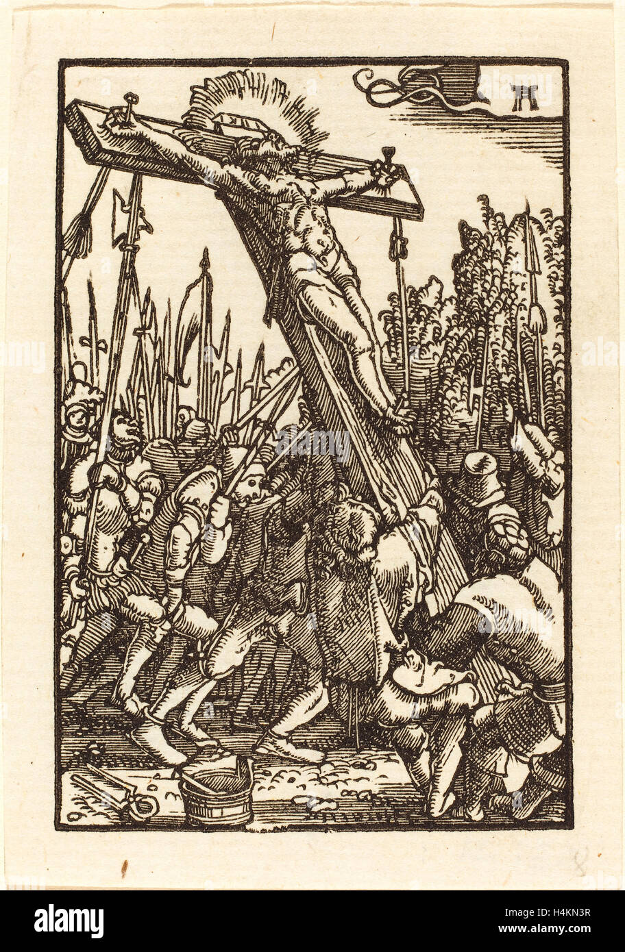 Albrecht Altdorfer (German, 1480 or before - 1538), Raising of the Cross, c. 1513, woodcut Stock ...