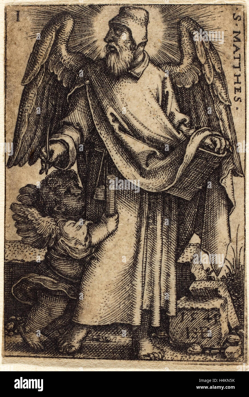 Sebald Beham (German, 1500 - 1550), Matthew, 1541, engraving Stock ...