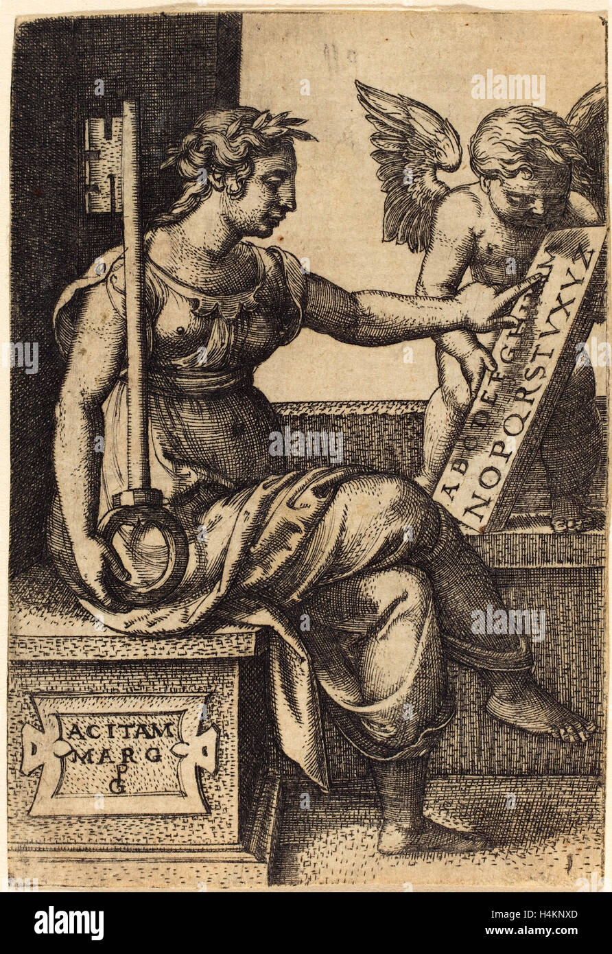 Georg Pencz (German, c. 1500 - 1550), Grammar, engraving Stock Photo ...