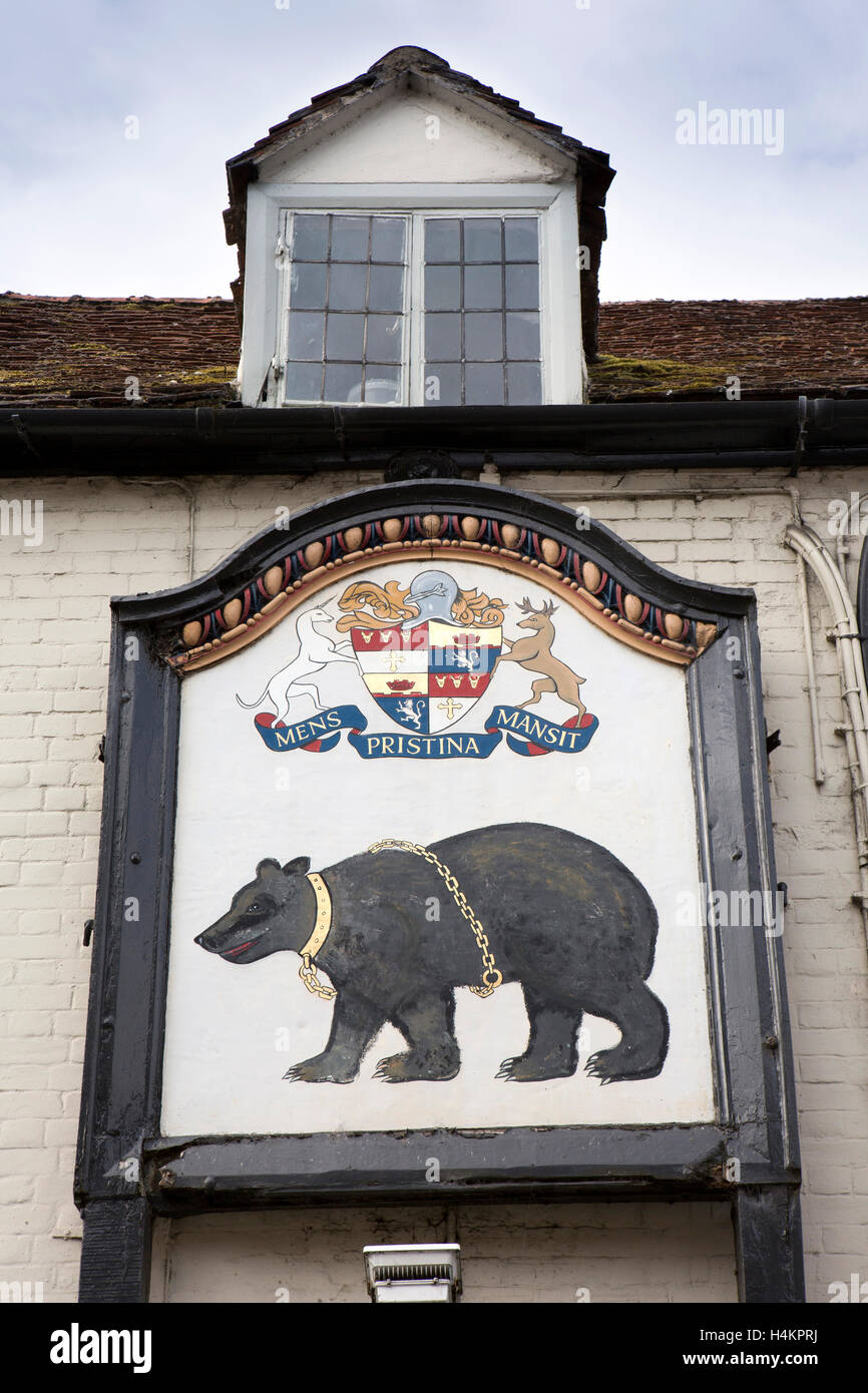 England, Berkshire, Hungerford, Charnham Street, Bear Inn sign below ...