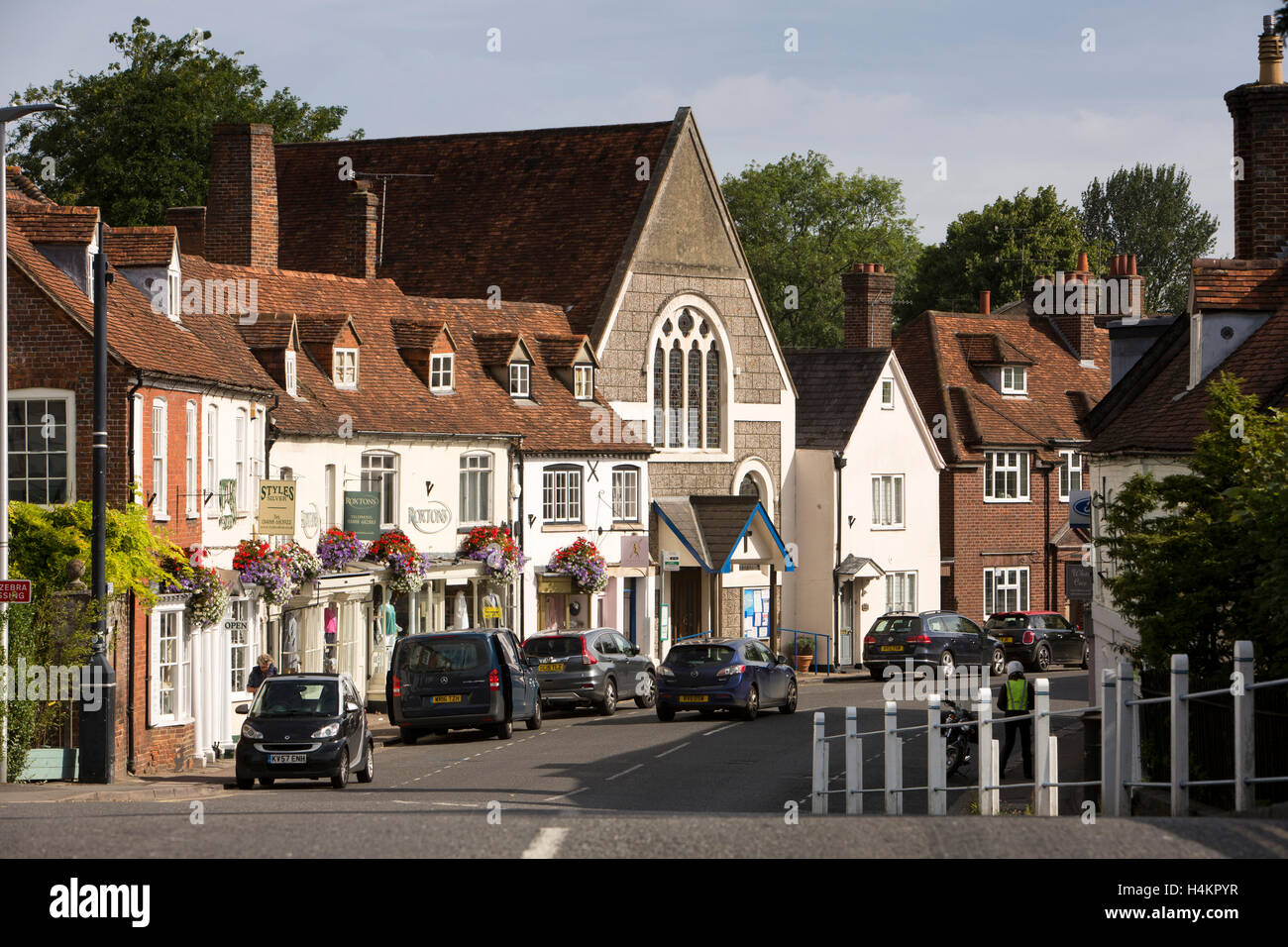 England, Berkshire, Hungerford, Bridge Street, shops and Methodist ...