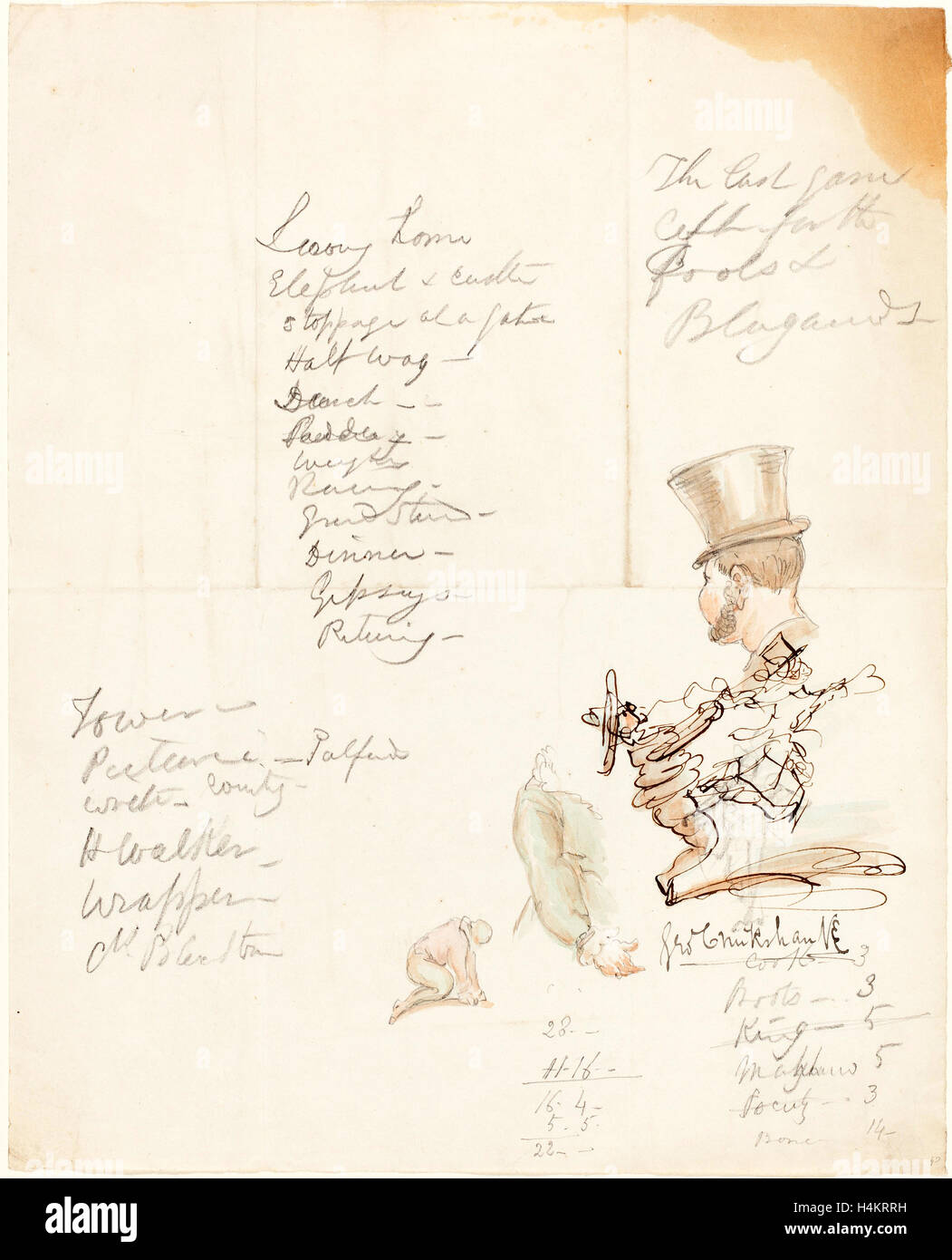 George Cruikshank, British (1792-1878), Sketches of Head, Arm, and ...