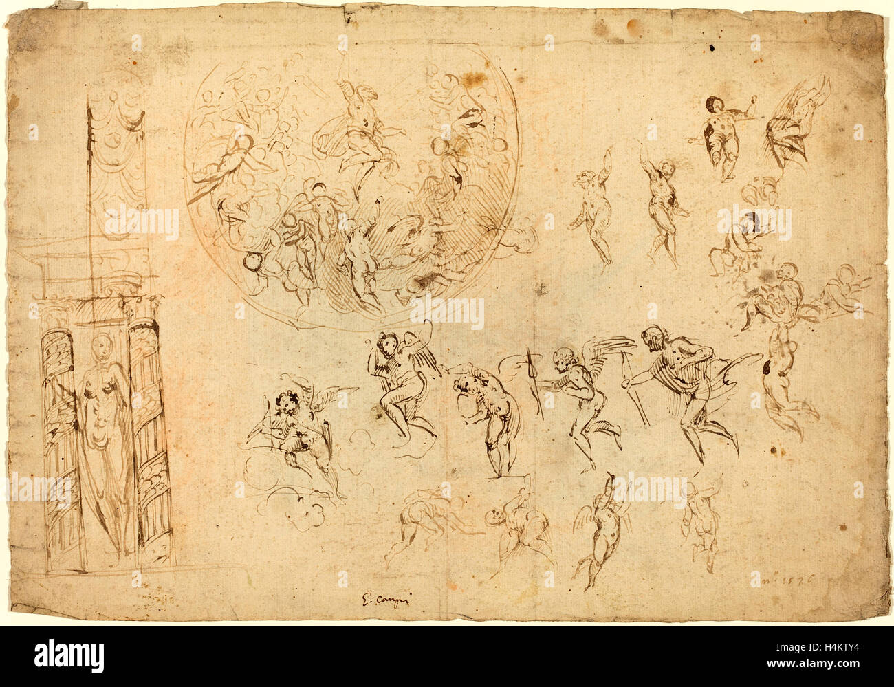 Giulio Campi, Italian (c. 1502-1572), An Ascension with Figure Studies ...