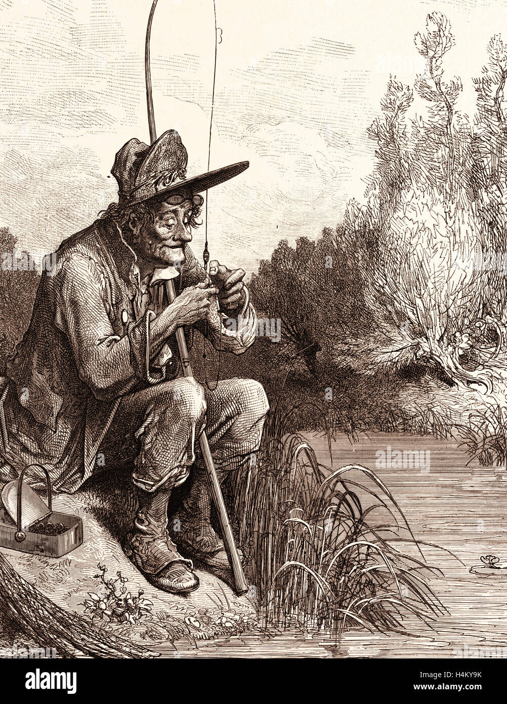 The Little Fish and the Fisherman, by Gustave Doré, 1832 - 1883, French ...