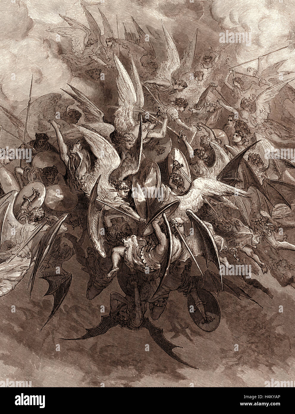 The Battle of the Angels, by Gustave Doré, 1832 - 1883, French ...
