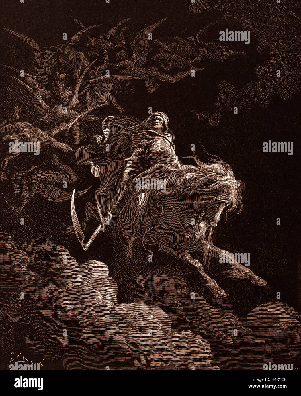 The Vision of Death, by Gustave Dore, 1832 - 1883, French. Engraving ...