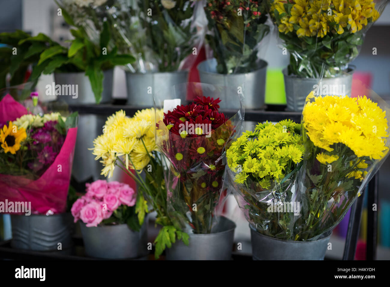 Flowers bouquet in florist shop Stock Photo - Alamy