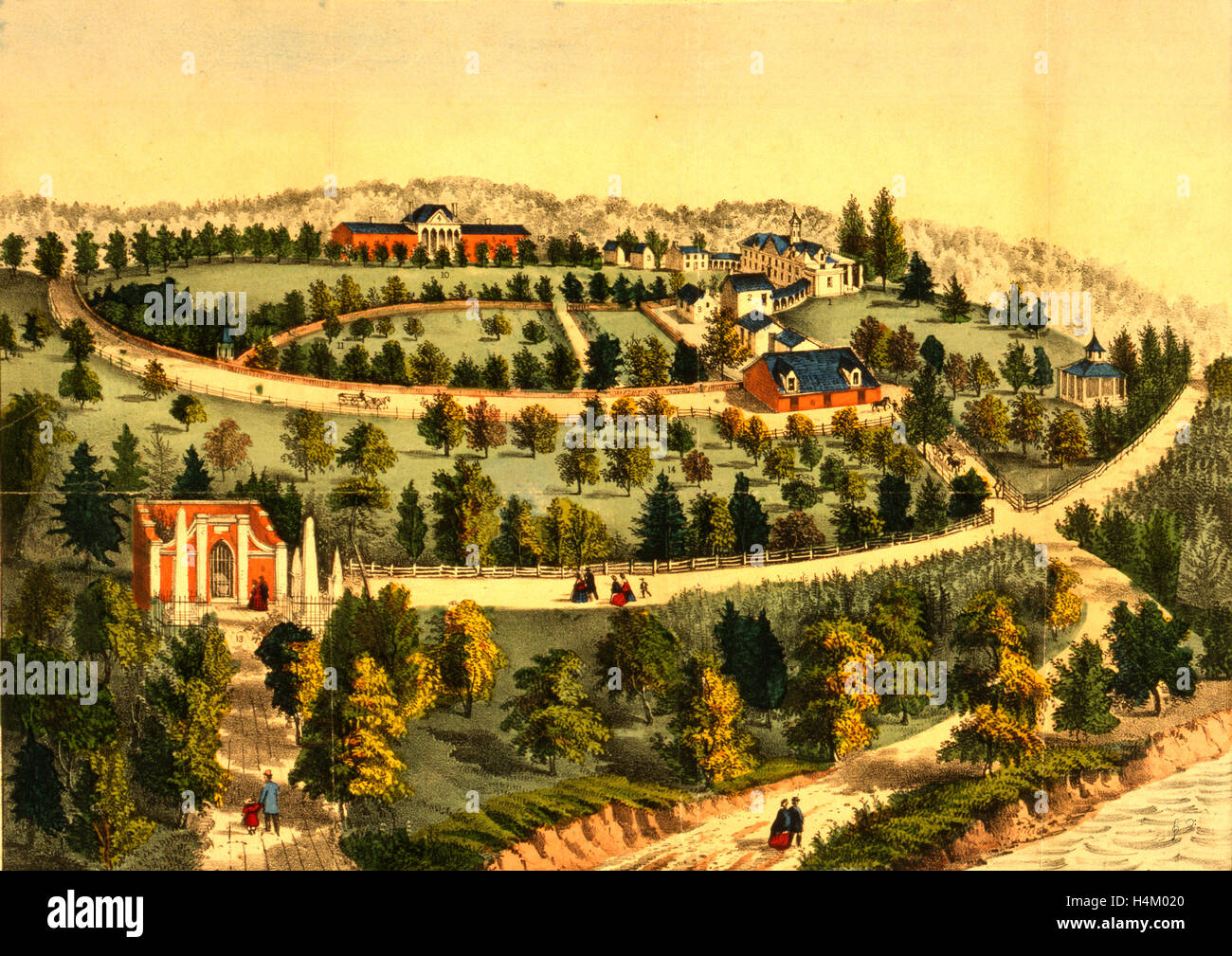 Bird's Eye View of George Washington's Mount Vernon Estate, with House ...