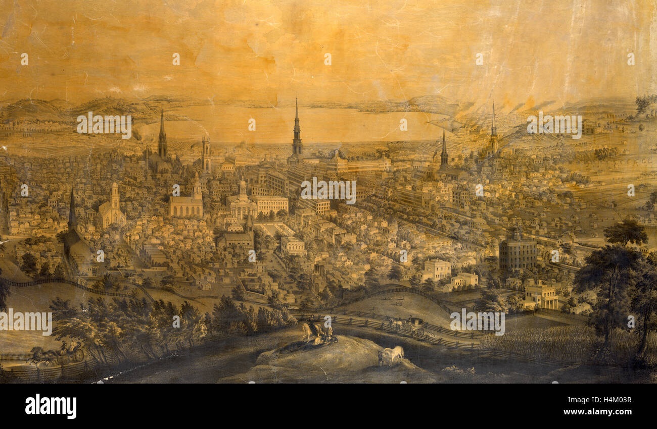 Birds Eye View of Syracuse, N.Y., 1850s?, US, USA, America Stock Photo ...