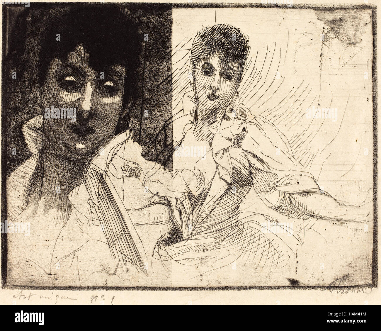 Albert Besnard, Madeleine Lemaire, French, 1849 - 1934, 1900, etching ...