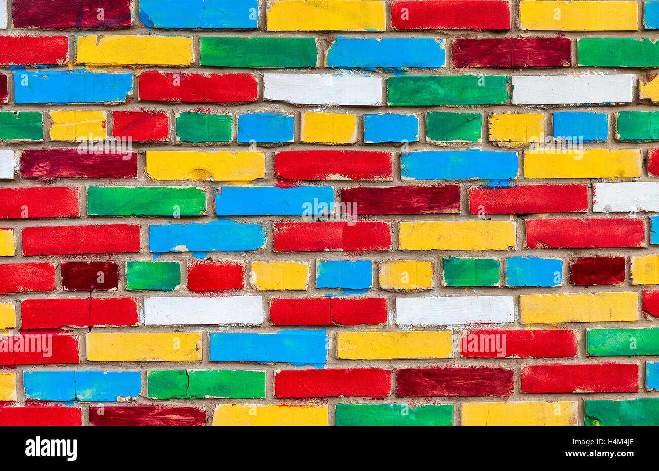 Colorful brick wall from multicolored bricks as a creative background ...