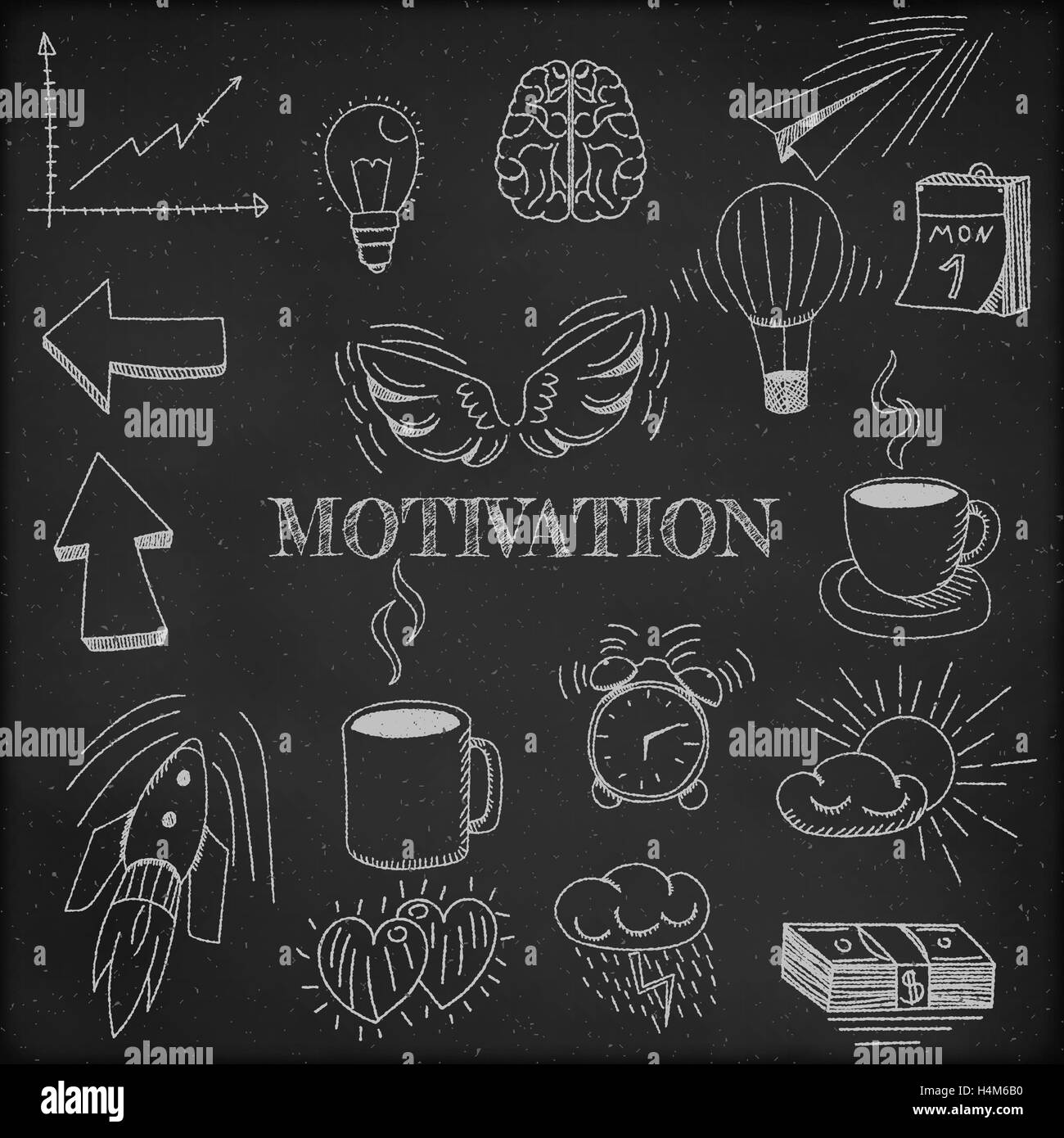 Hand drawn vector illustration set of motivation and buisness sign and ...