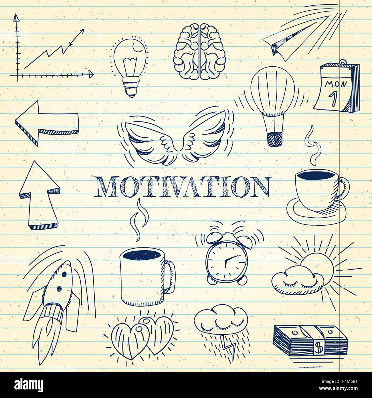 Hand drawn vector illustration set of motivation and buisness sign and ...