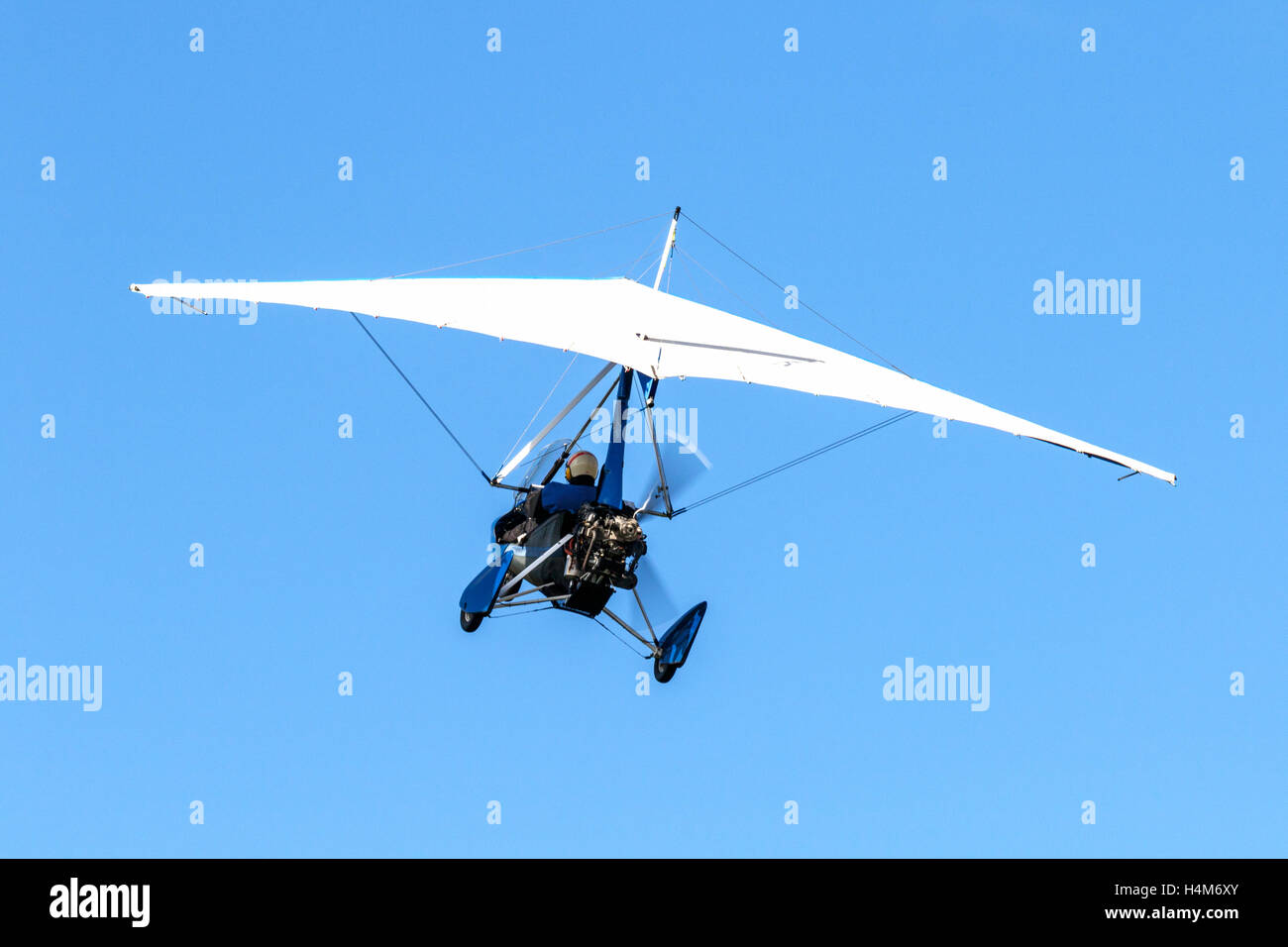 Weight-shift microlight in flight over Breighton Airfield Stock Photo ...