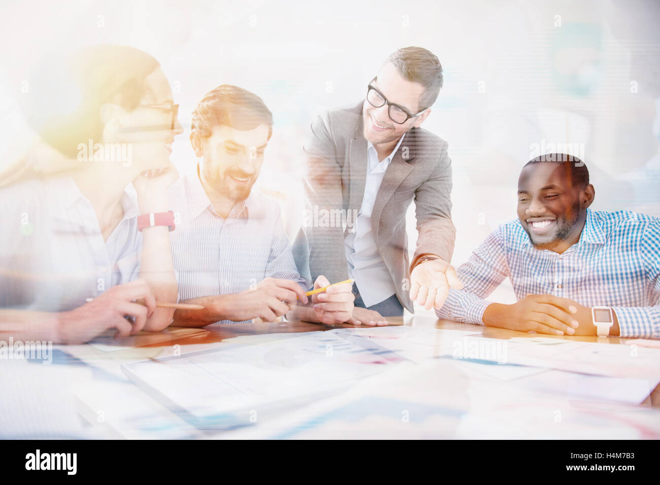 Group of office workers during meeting Stock Photo - Alamy