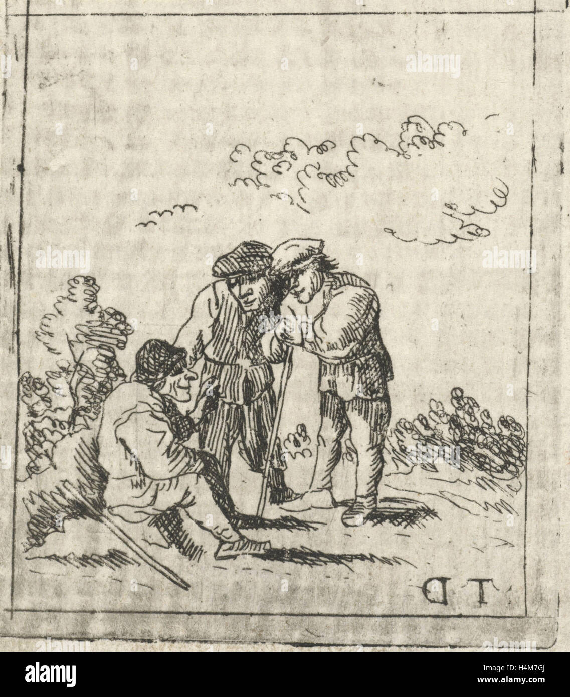 Three men talking to each other, Anonymous, 1700 - 1799 Stock Photo - Alamy