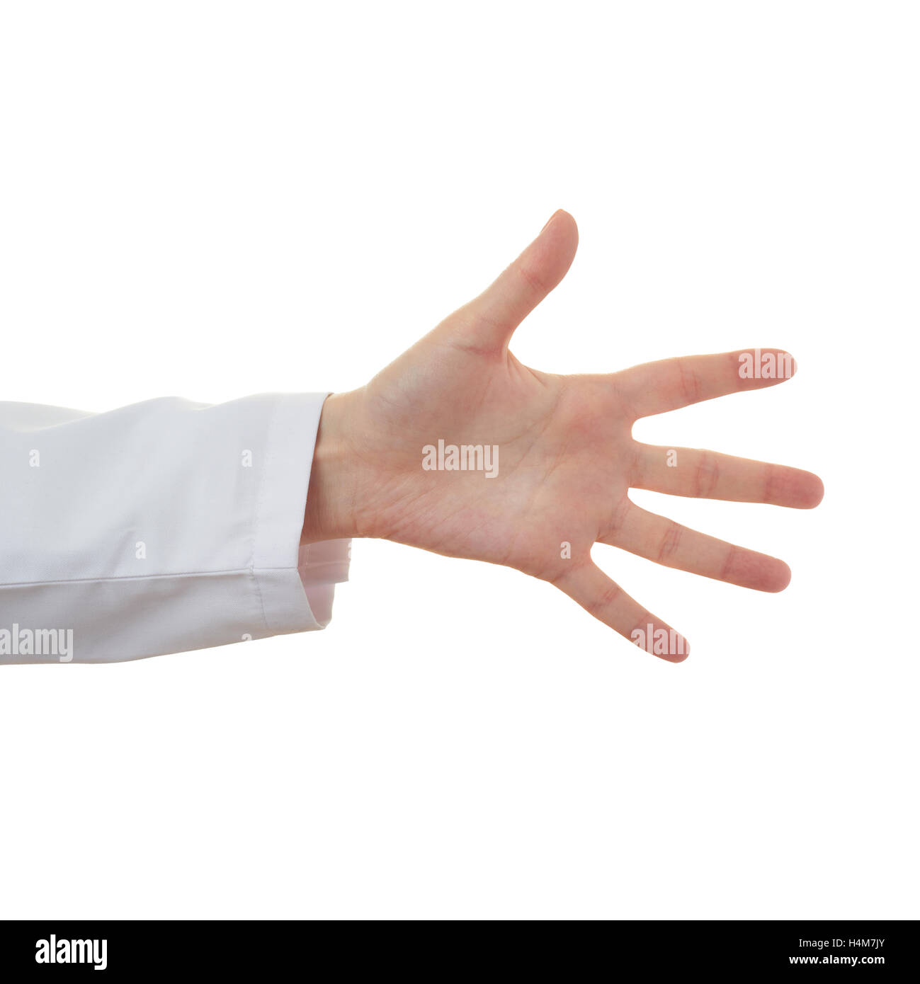 Doctor female hand over white isolated background Stock Photo - Alamy