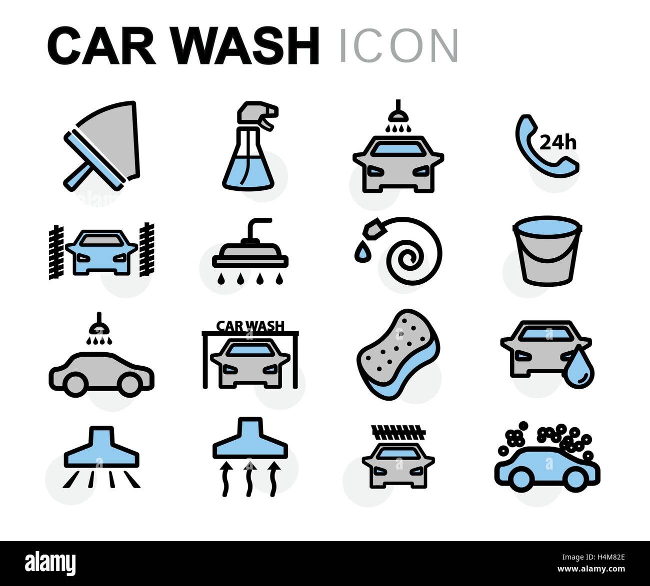 Vector flat line car wash icons set on white background Stock Vector ...
