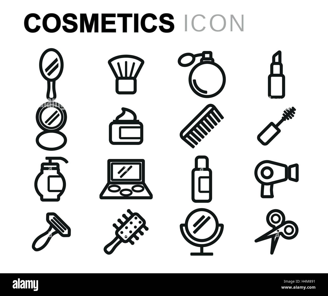 Vector black line cosmetics icons set on white background Stock Vector ...