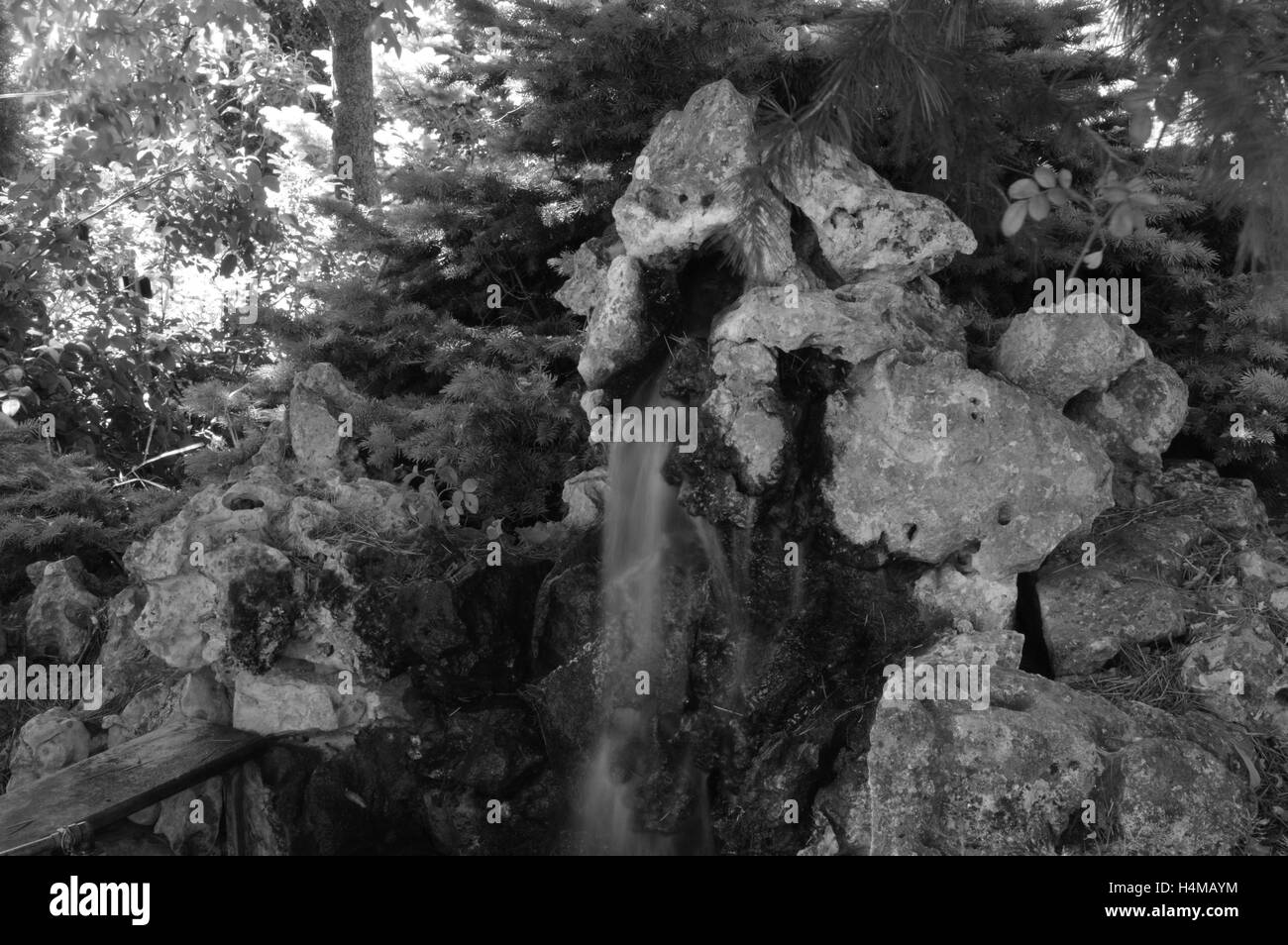 Narrow gorge with waterfall Black and White Stock Photos & Images - Alamy