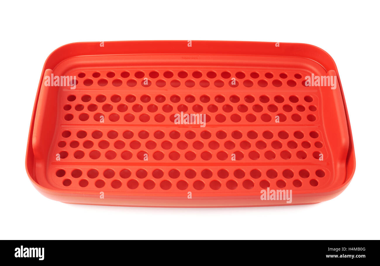 Red plastic food container isolated over the white background Stock ...
