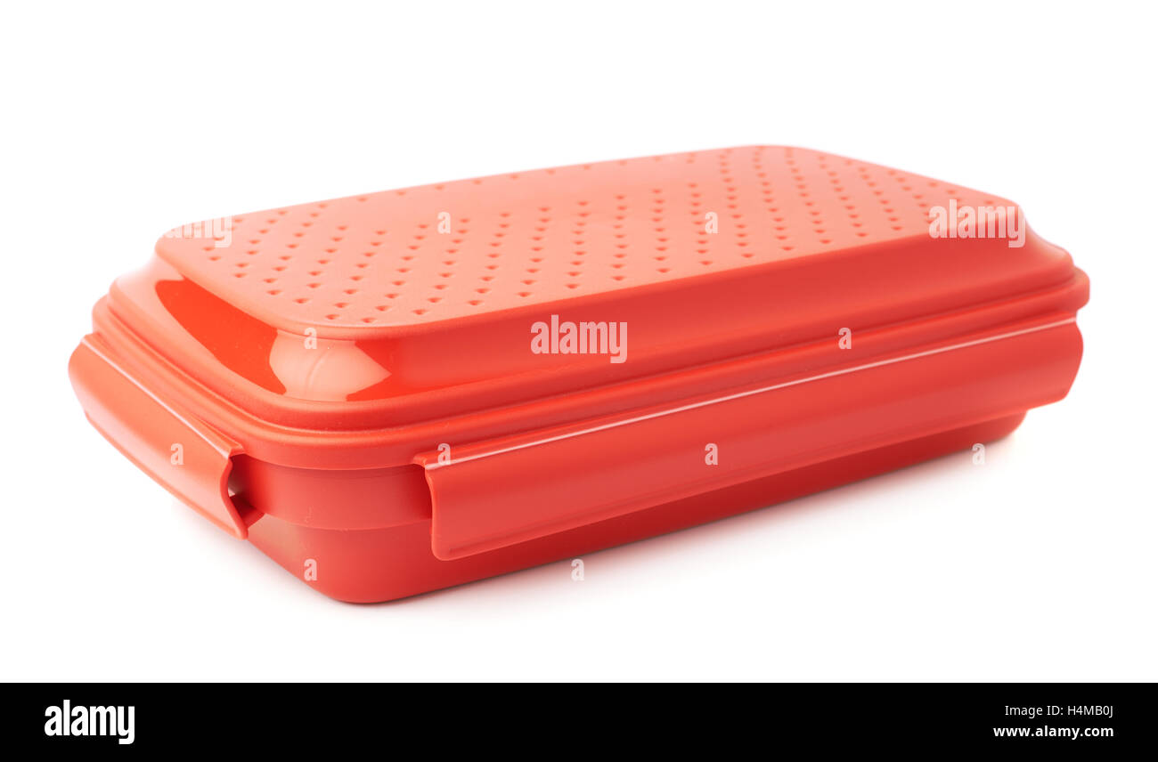 Red plastic food container isolated over the white background Stock ...