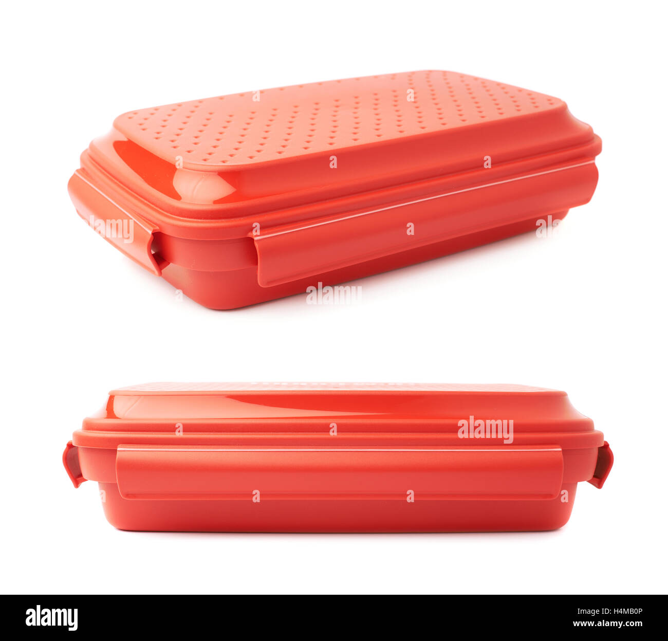 Red plastic food container isolated over the white background Stock ...