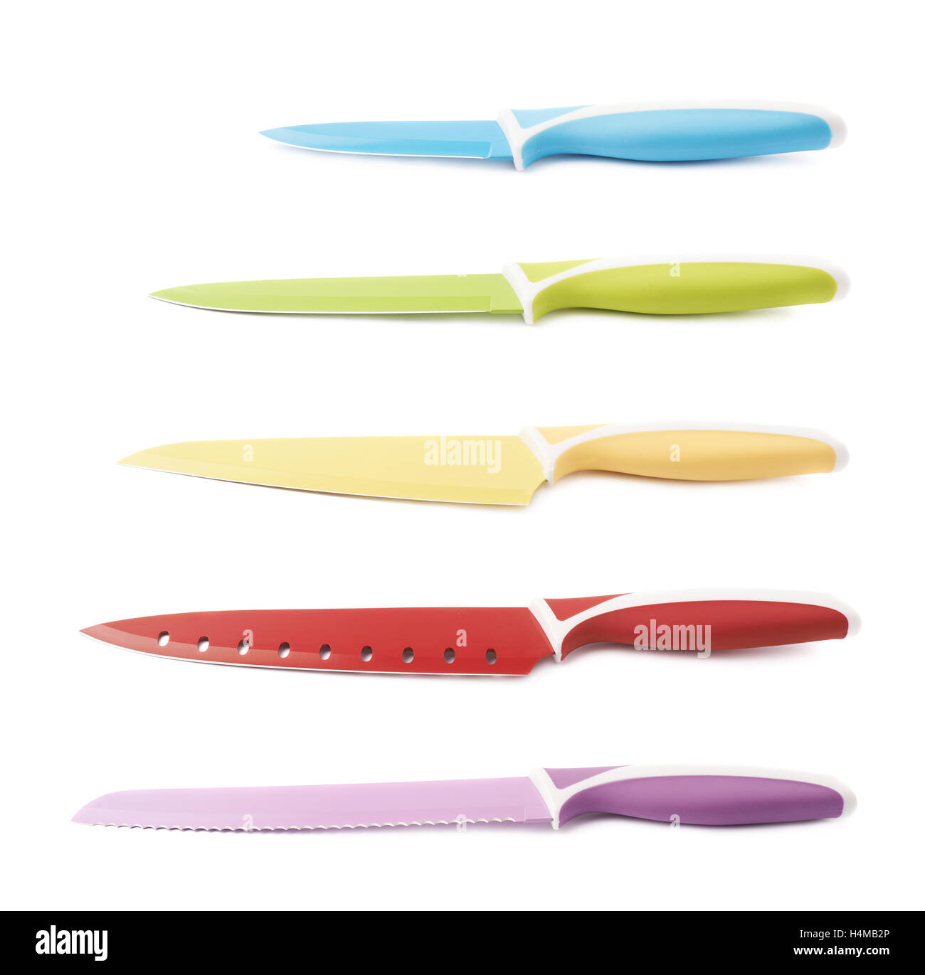 Set of steel knives isolated over the white background Stock Photo - Alamy