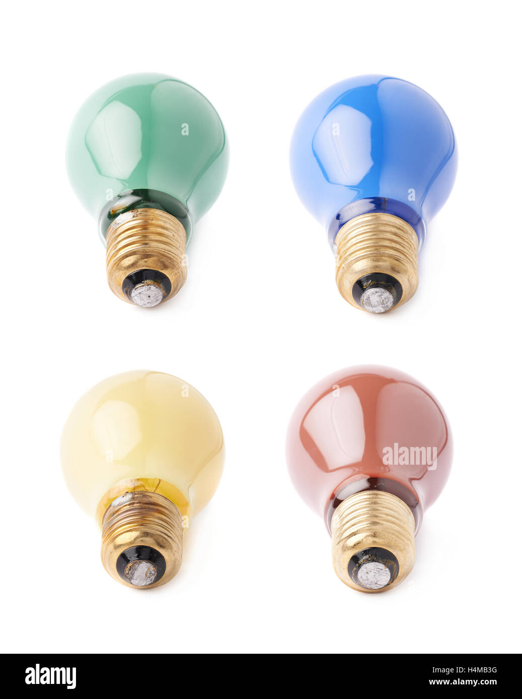 Set of electric bulbs lying on side, isolated over the white background ...