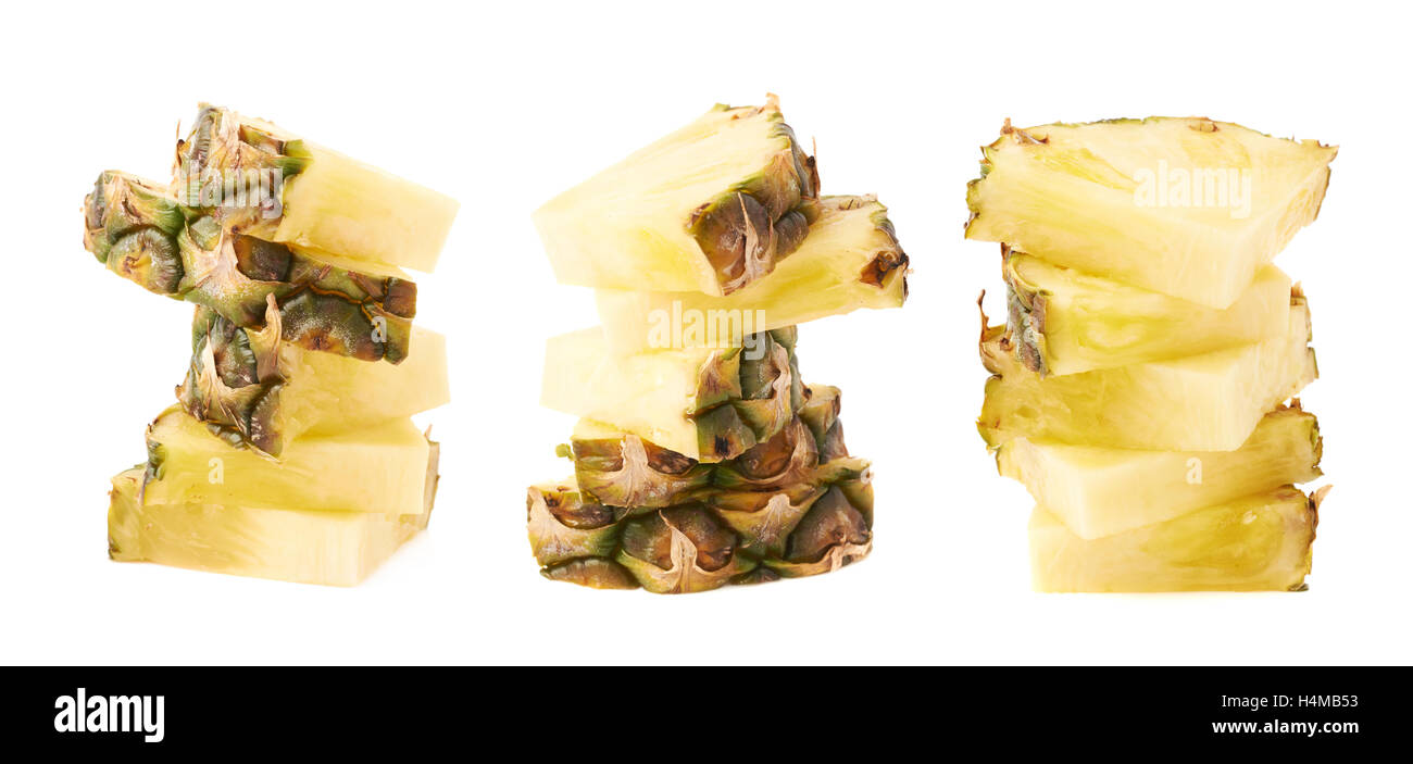 Stack of pineapple slices isolated over white background Stock Photo ...