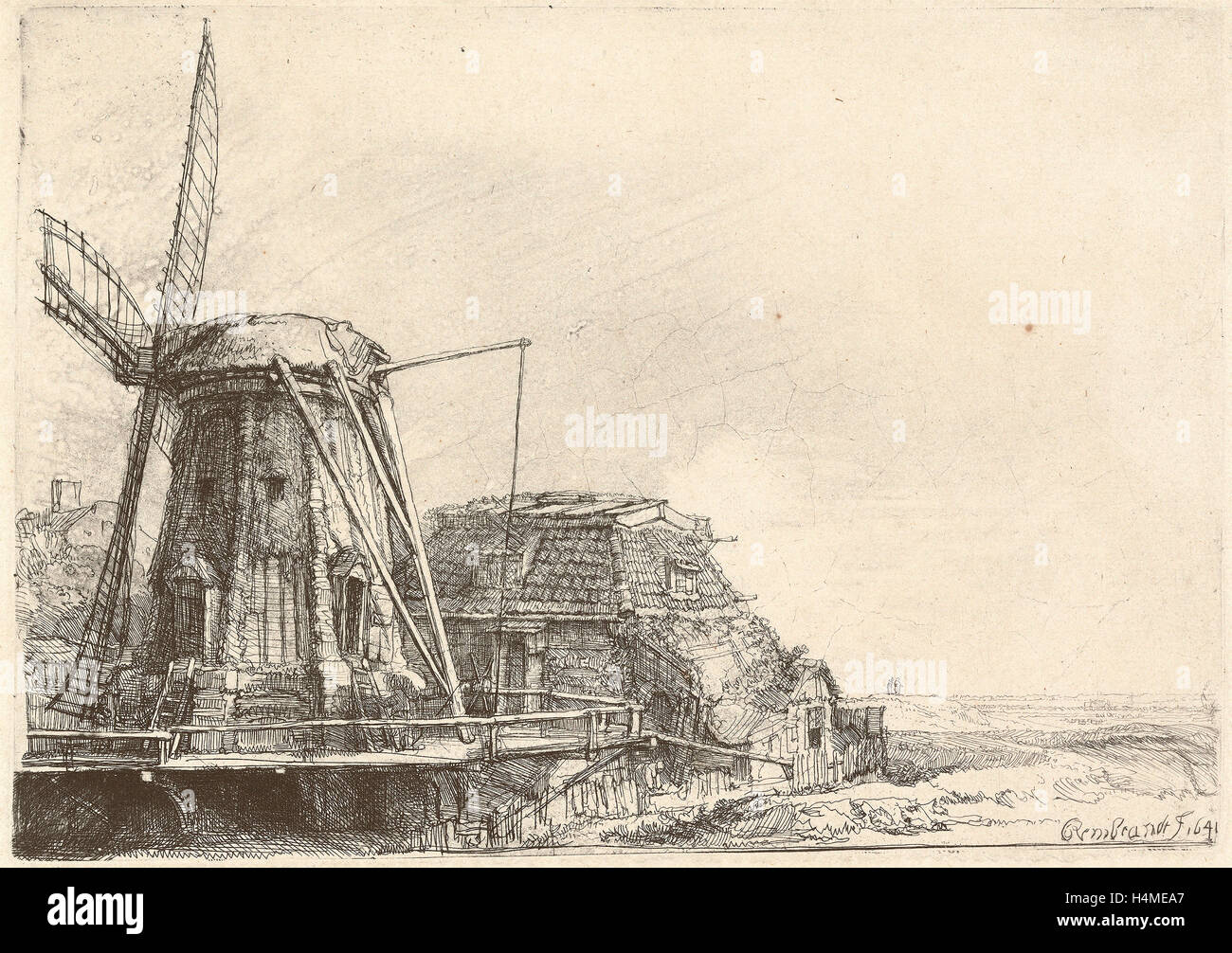 Rembrandt van Rijn (Dutch, 1606 - 1669), The Windmill, 1641, etching ...