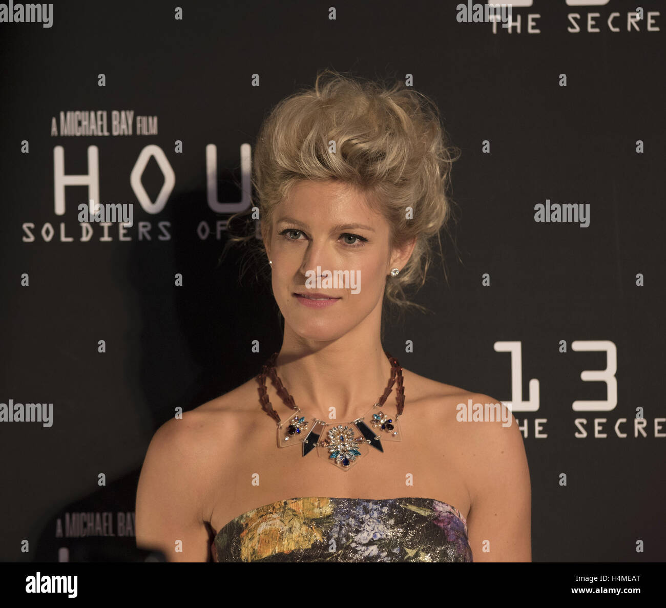 Actress Alexia Barliera attends the 13 Hour red carpet premiere at AT&T ...