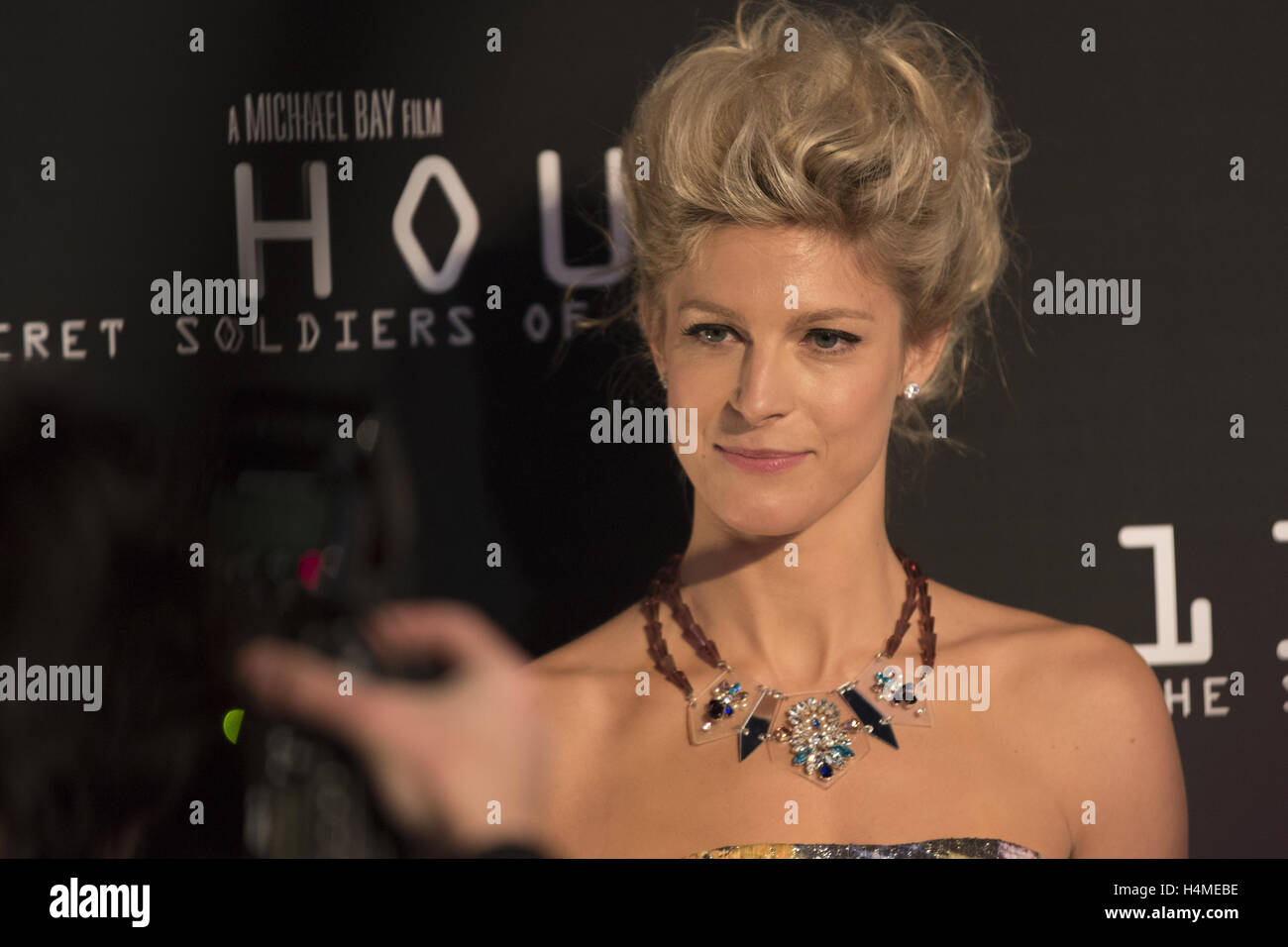 Actress Alexia Barliera attends the 13 Hour red carpet premiere at AT&T ...