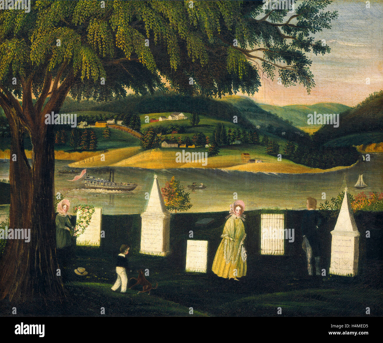 American 19th Century, Family Burying Ground, c. 1840, oil on canvas ...