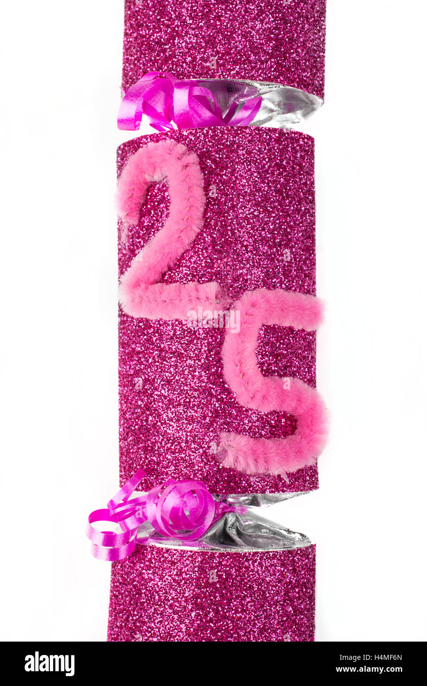 A shot of a 25th Birthday or Anniversary Cracker also known as a Bon ...